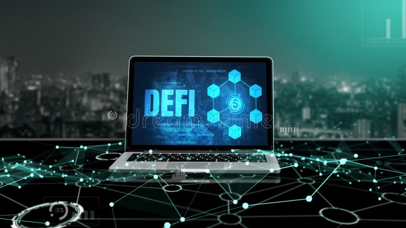 Decentralized Finance or DeFi Concept on Modish Computer Screen Stock ...