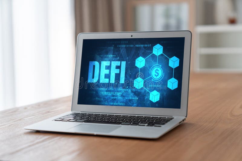 Decentralized Finance or DeFi Concept on Modish Computer Screen Stock ...