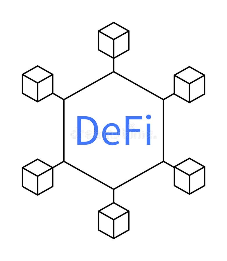 Decentralized Finance DeFi Network Concept with Hexagonal Central Hub ...