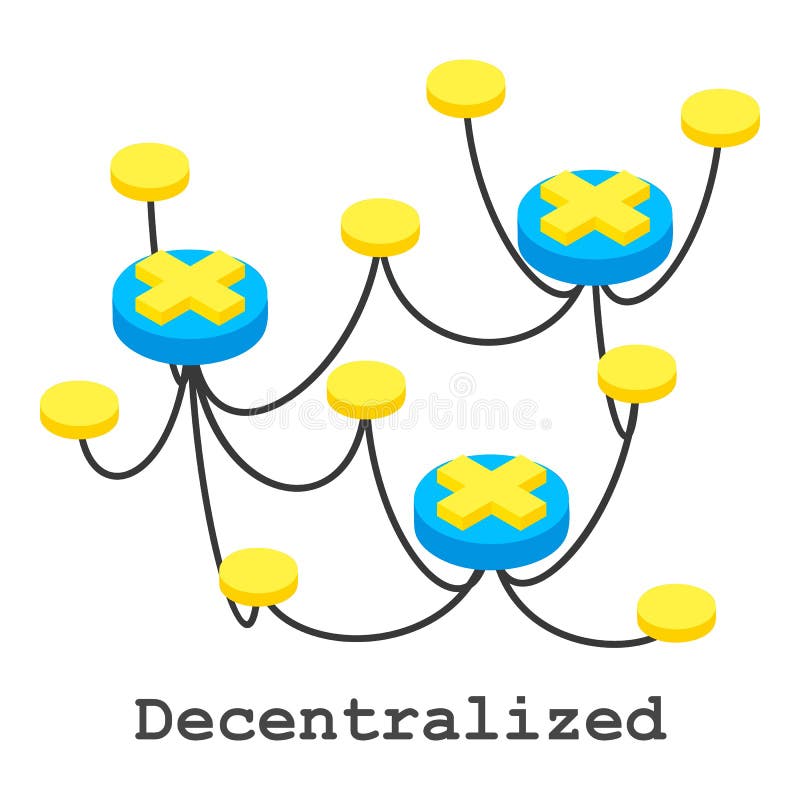 Decentralized Icon, Isometric Style Stock Vector - Illustration of ...