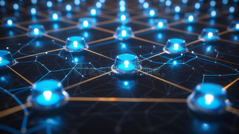 Decentralized Network: Connected Nodes on Blockchain Technology Stock ...