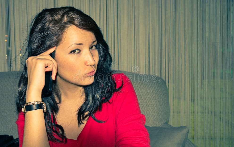 Decepción foto de archivo. Imagen de azul, teléfono, sonrisa - 35045802