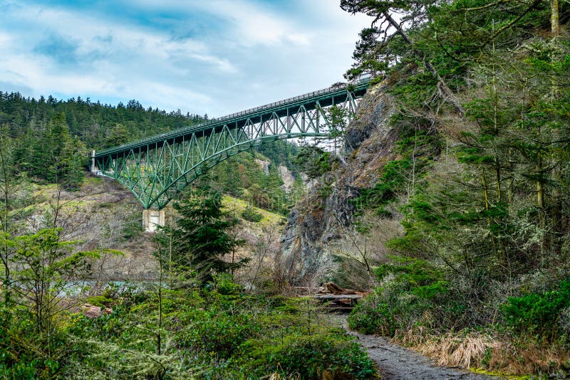 Deception Pass Bridge Big Section Stock Image - Image of bridge ...