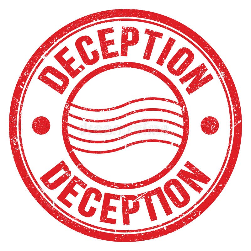 DECEPTION Text Written on Red Round Postal Stamp Sign Stock ...