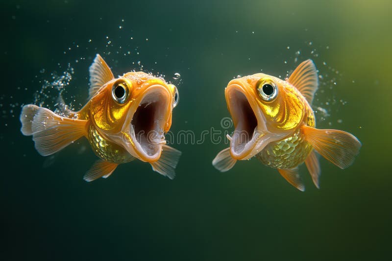 Deceptive Danger: Goldfish in Perilous Waters Stock Illustration ...