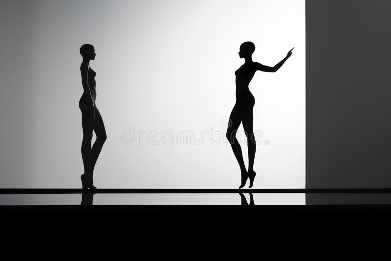 Deceptive Reflection a Dual Figure Image in Shades of Grey with ...