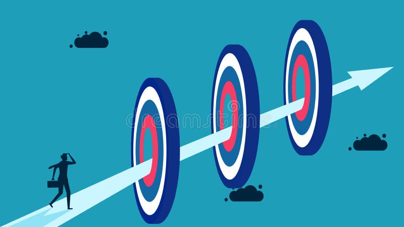 Decide on Multiple Goals. Businessmen Follow the Arrows To Achieve ...