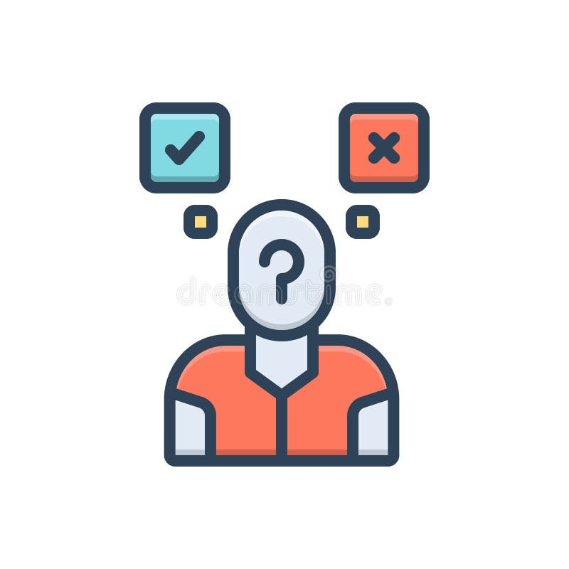 Color Illustration Icon for Decided, Question Mark and Right Stock ...
