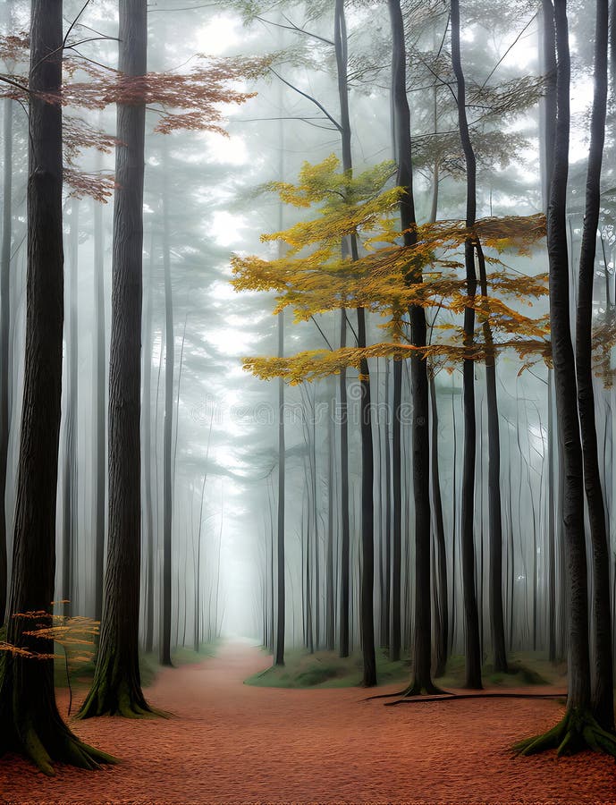 Contrasting 3D Forest in Pantone . Stock Illustration - Illustration of ...