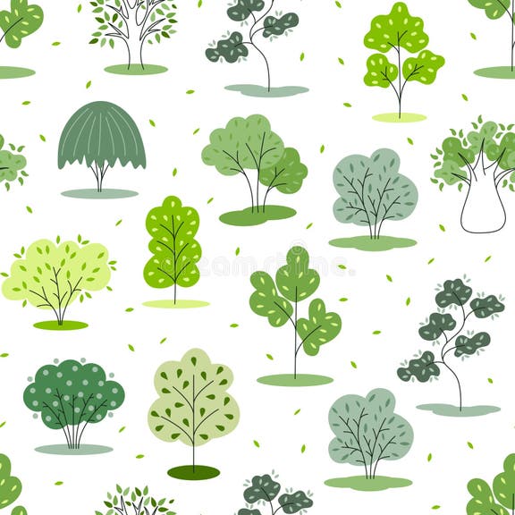 Deciduous Forest Seamless Pattern Vector Graphics Stock Illustration - Illustration of stem ...