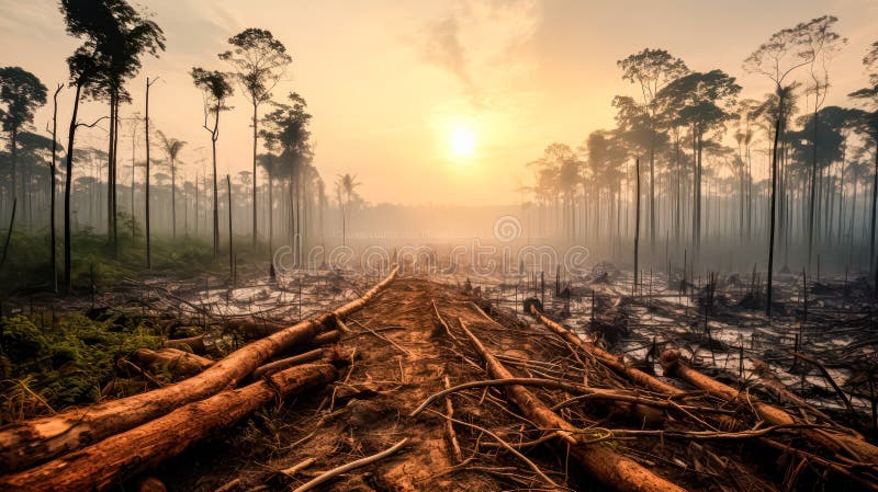 Deciduous Forests Devastated by Deforestation Stock Image - Image of ...