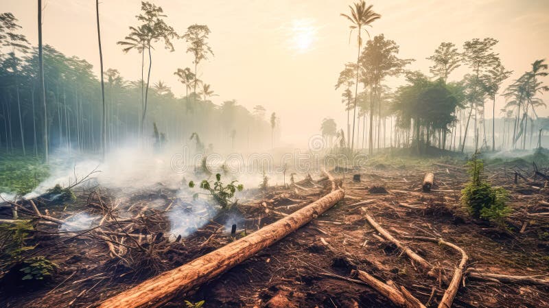 Deciduous Forests Devastated by Deforestation Stock Image - Image of ...