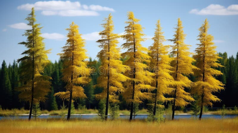 Deciduous tamarack tree stock image. Image of meadow - 361707459