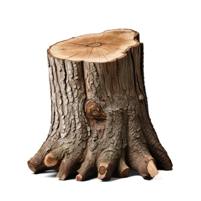 Deciduous Tree Stump Isolated on White or Transparent Background Stock ...