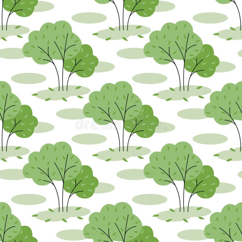 Deciduous Trees Forest Seamless Pattern Stock Illustration ...