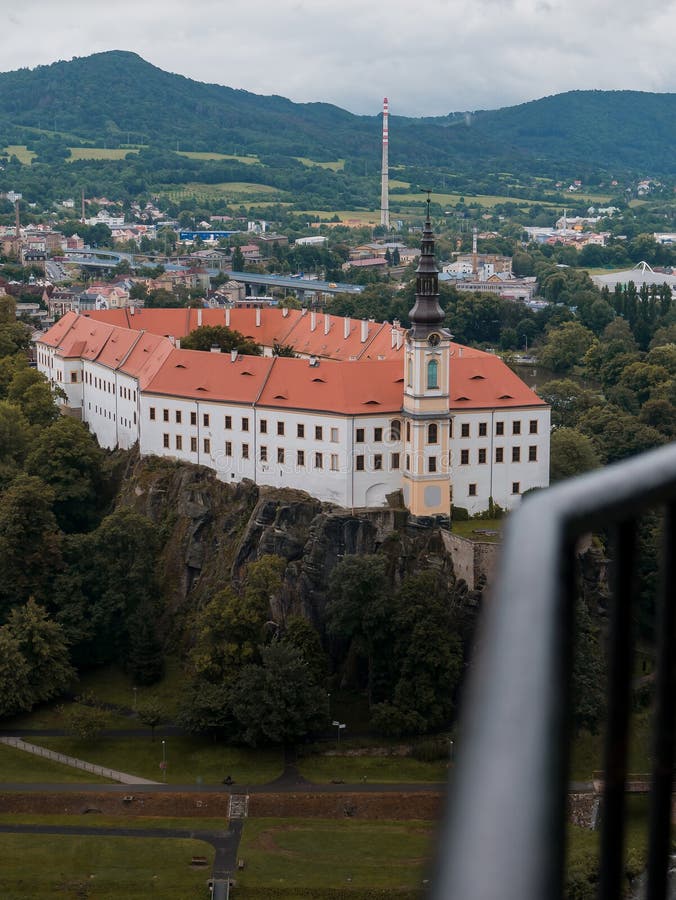 Decin Castle Above the Elbe River from the Vantage Point Stock Photo ...