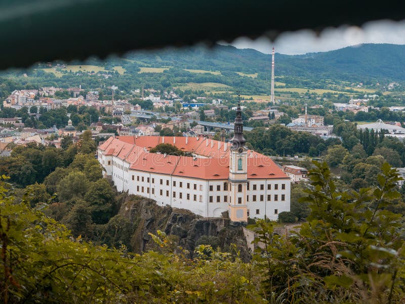 Decin Castle Above the Elbe River from the Vantage Point Stock Photo ...