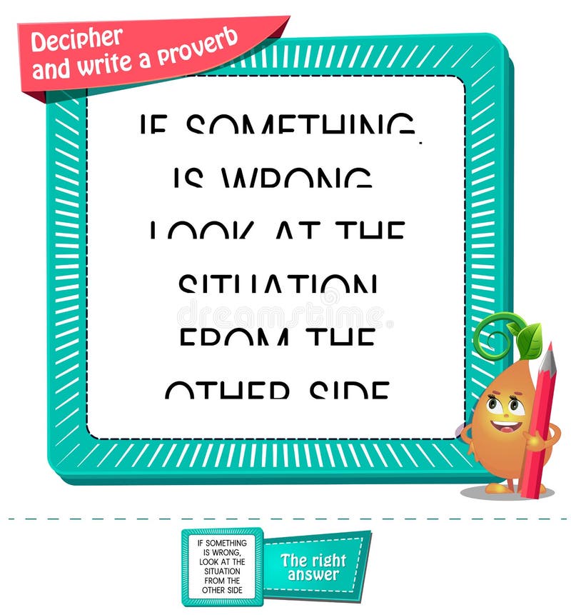 Decipher and Write a Proverb Stock Illustration - Illustration of ...