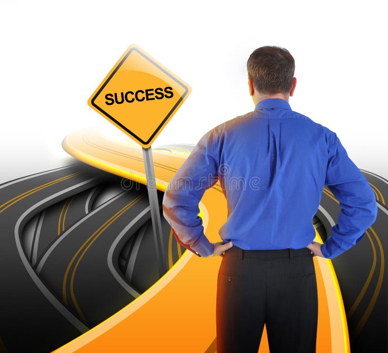 Decision Business Man Looking at Success Road Stock Photo - Image of ...