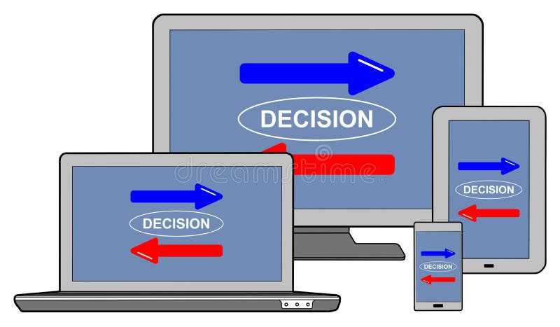 Decision Concept on Different Devices Stock Illustration - Illustration ...