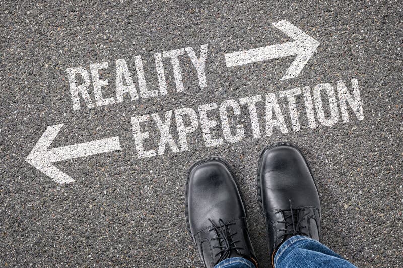 Reality Vs Expectation Contrast or Choice Stock Image - Image of ...