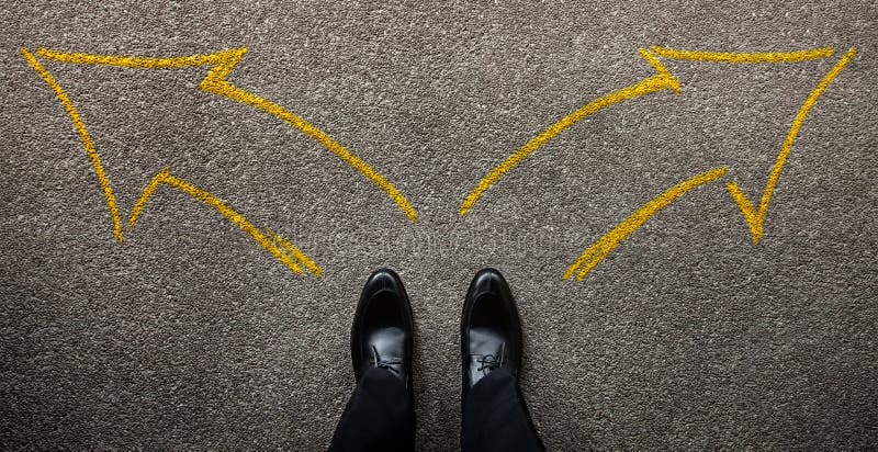Decision In Life Or Business Concept Businessman Standing On The Left