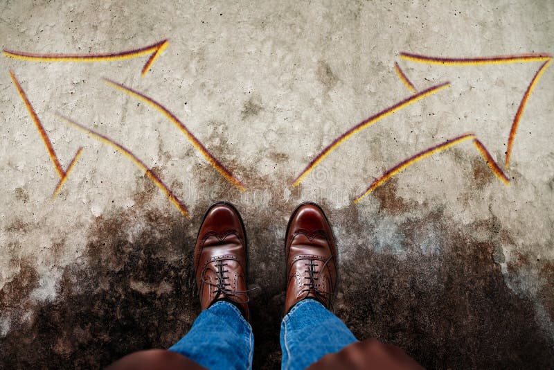 Decision in Life or Business Concept. Standing on the Left and Right ...