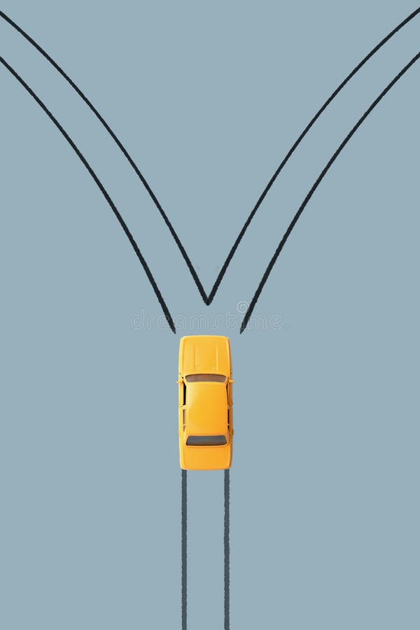Decision Making, the Car Has a Choice of Direction Stock Illustration ...