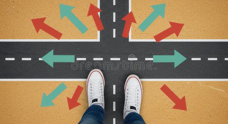 Decision-making Concept with Arrows at a Crossroad Stock Photo - Image ...