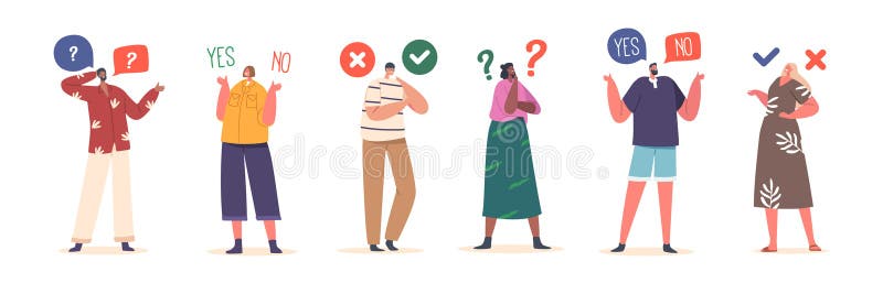 Decision-making Concept. Vector Characters Contemplating Options and ...
