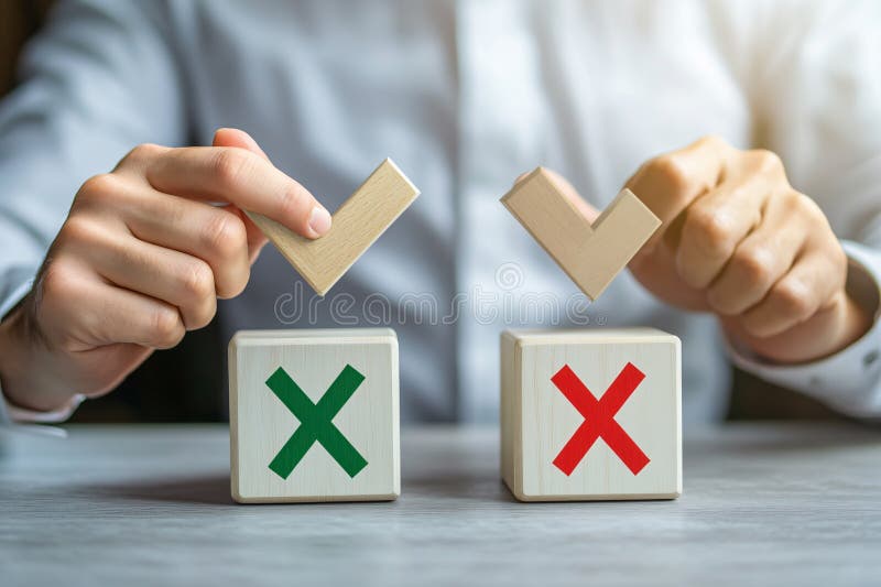 Decision Making Concept Wooden Blocks Correct High Quality Image Stock ...