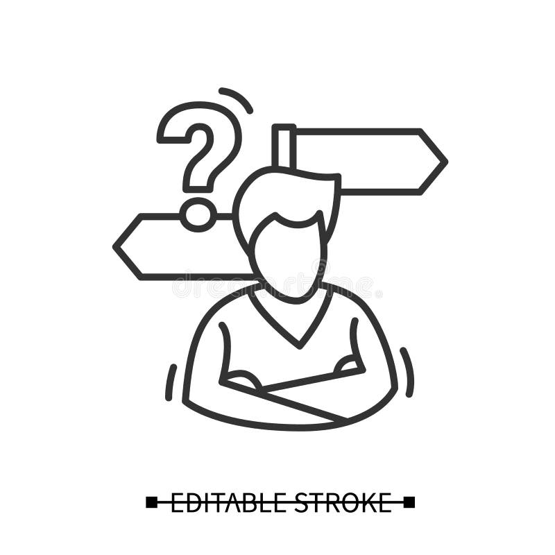 Decision Making Icon Person Avatar Between Two Road Signs Vector