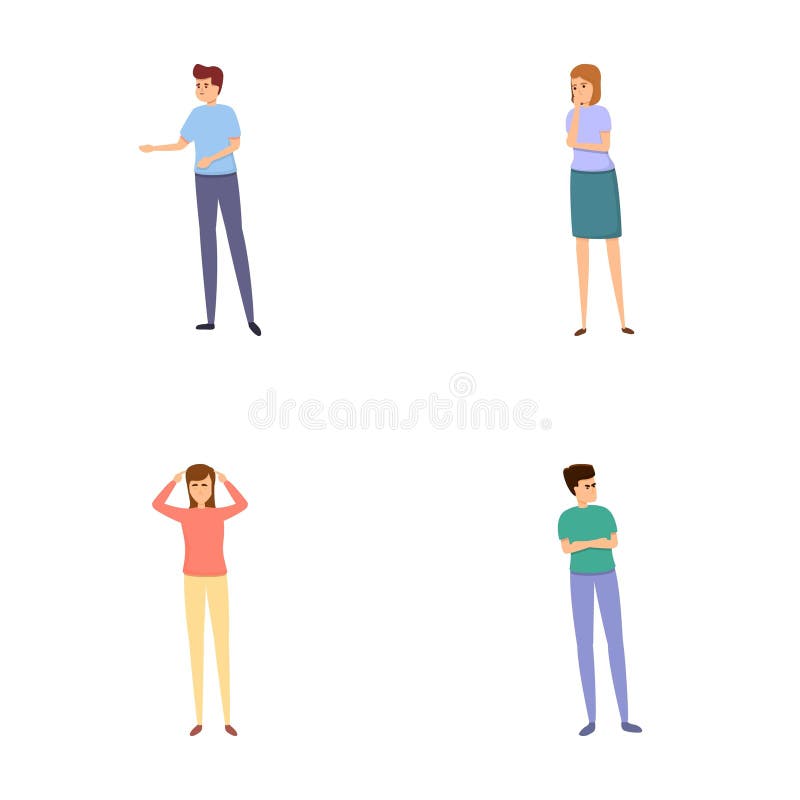 Decision Making Icons Set Cartoon Vector. Various Man and Woman ...