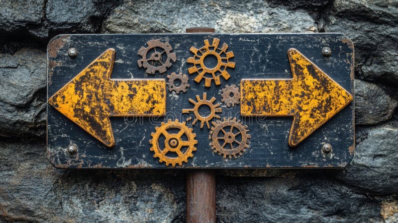 Decision-making Symbolism, Road Sign Showing Two Arrows Indicating a ...