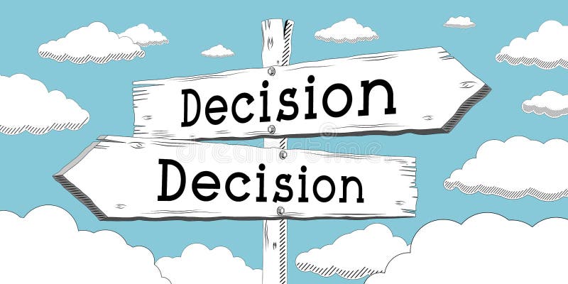 Decision - Outline Signpost with Two Arrows Stock Illustration ...
