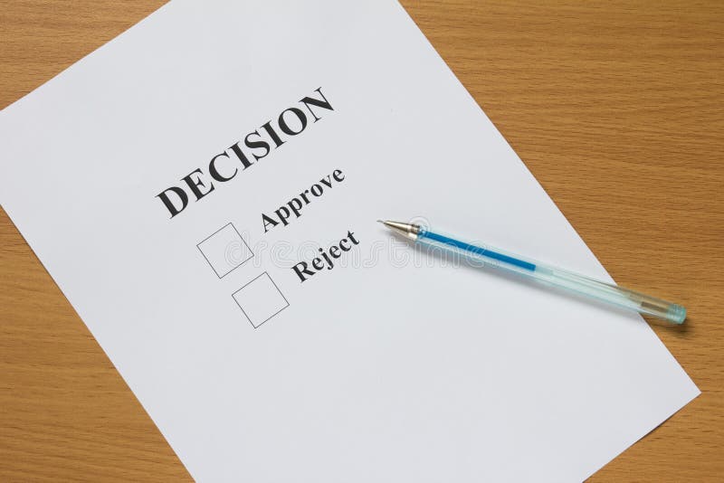Decision Paper on Wood Table Stock Image - Image of check, authorized ...