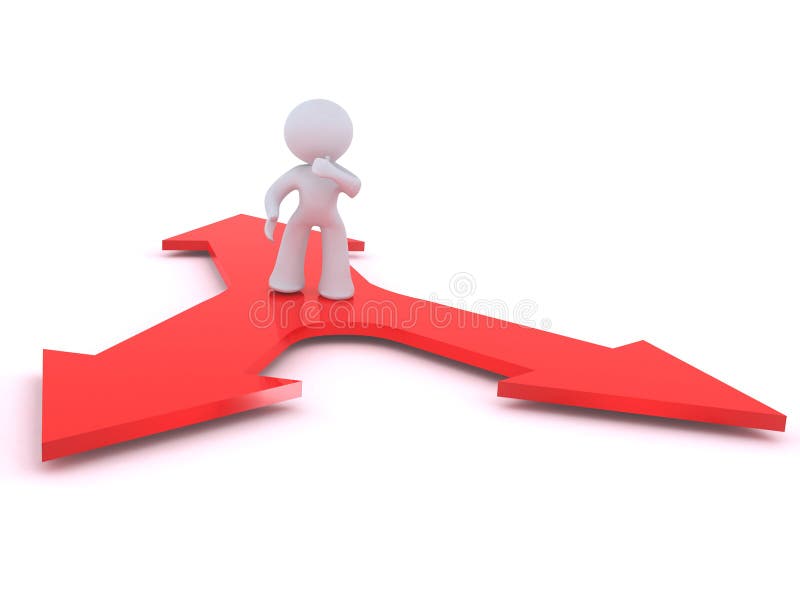 Decision Point at Crossroads Stock Illustration - Illustration of fork ...