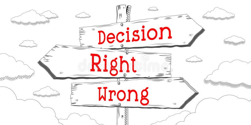 Right Wrong Decision Signpost Stock Illustrations – 331 Right Wrong ...
