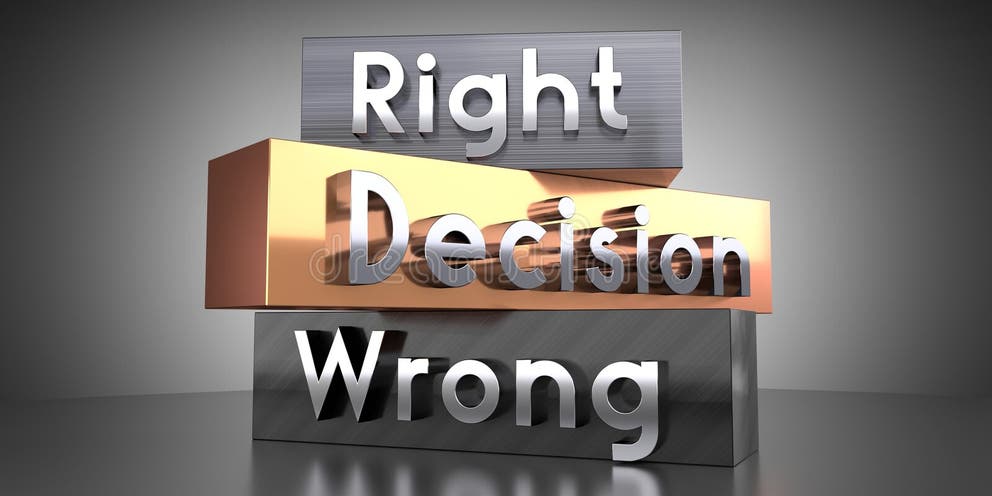 Decision, Right, Wrong - Words on Metal Blocks Stock Illustration ...
