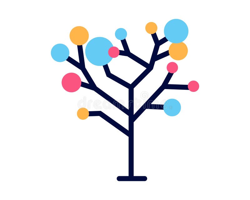 Decision Tree Icon with Colorful Circles on Branch. Stock Illustration ...