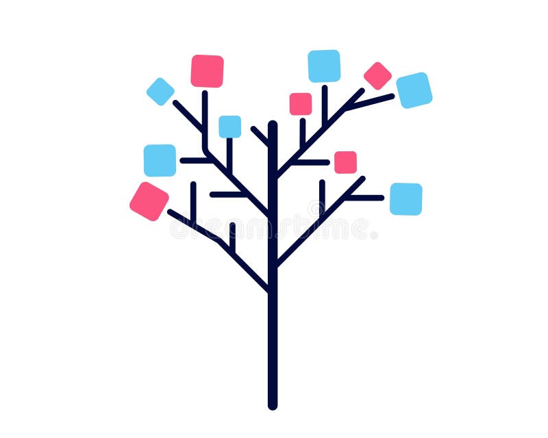 Decision Tree Icon with Colorful Squares on Branch. Stock Illustration ...