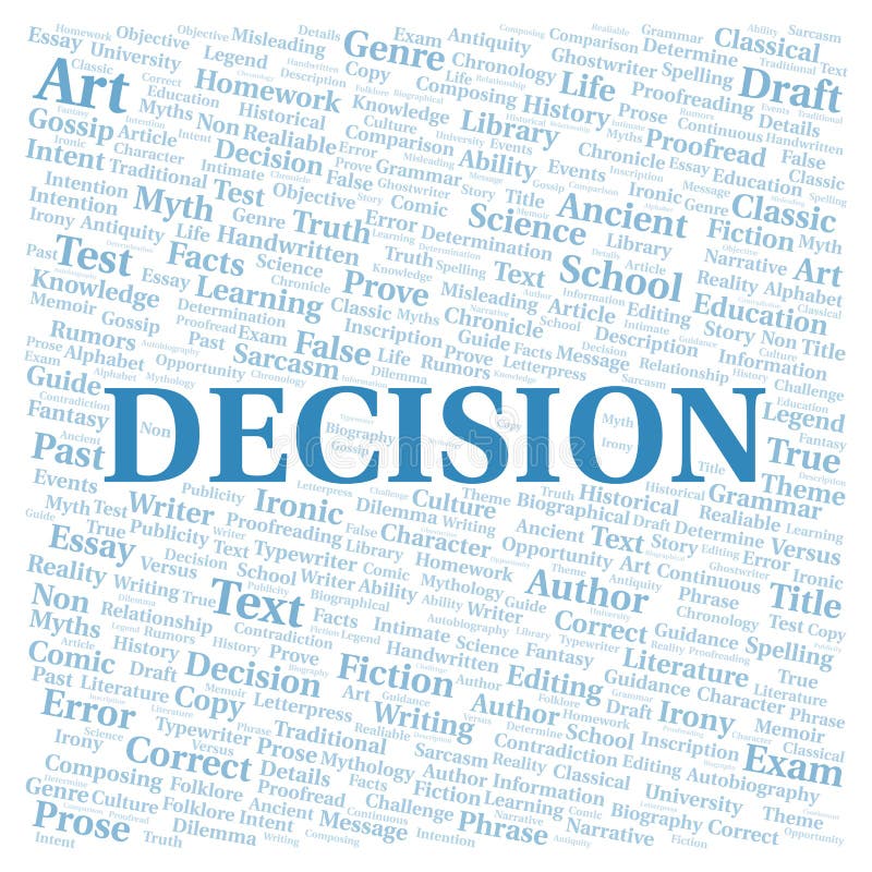 Decision Typography Word Cloud Create with the Text only Stock ...
