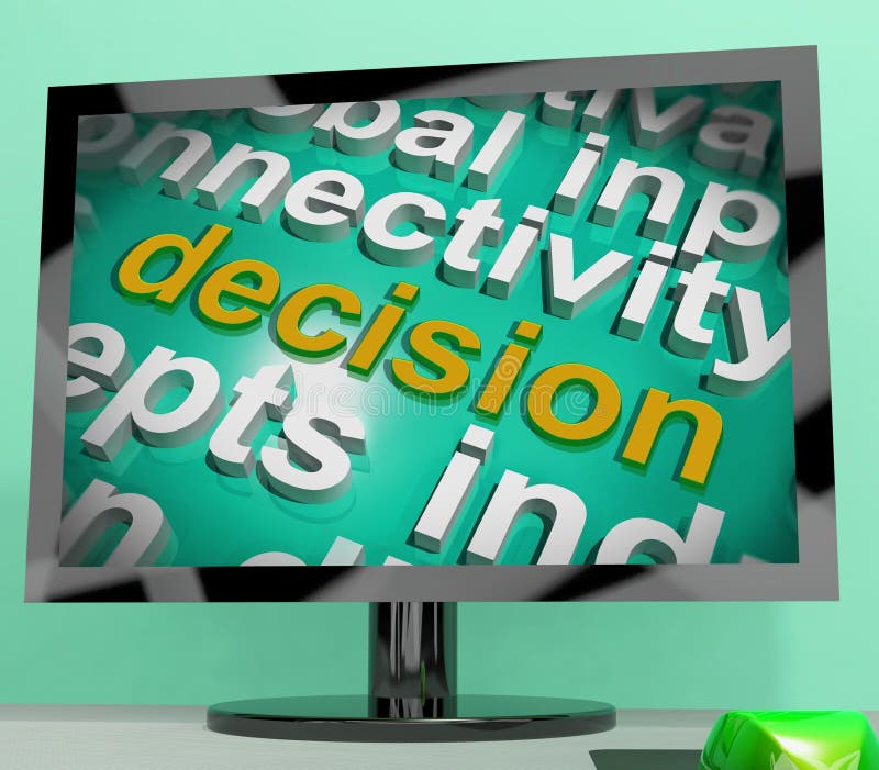 Decision Word Cloud Screen Shows Choice or Decide Stock Illustration ...