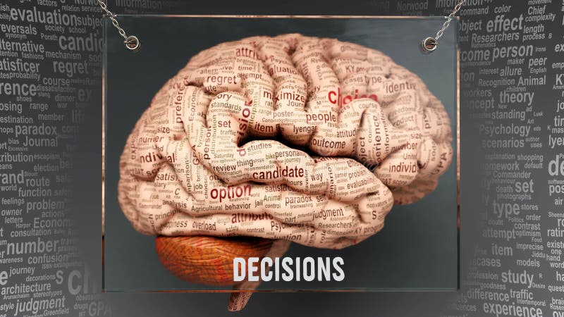 Decisions in human brain stock illustration. Illustration of ideas ...