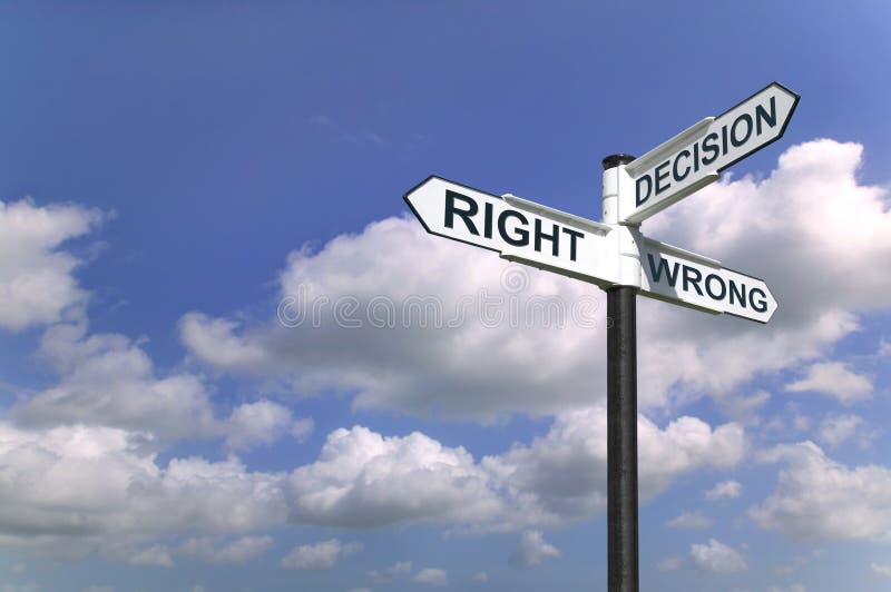 Decisions sign in the sky stock photo. Image of error - 4744872