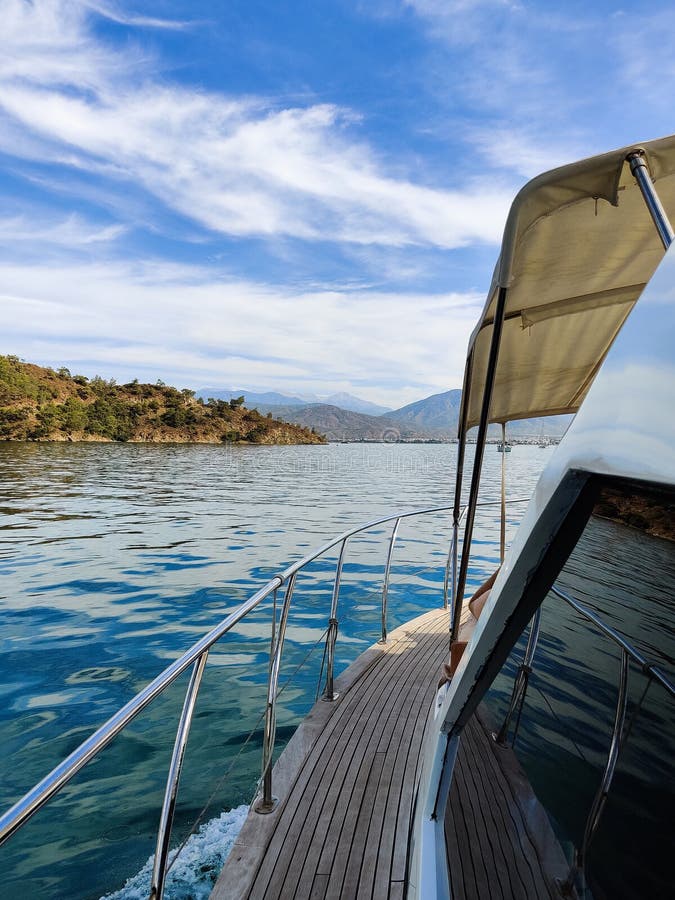The Deck of a Boat on a Beautiful Seascape Stock Photo - Image of ...