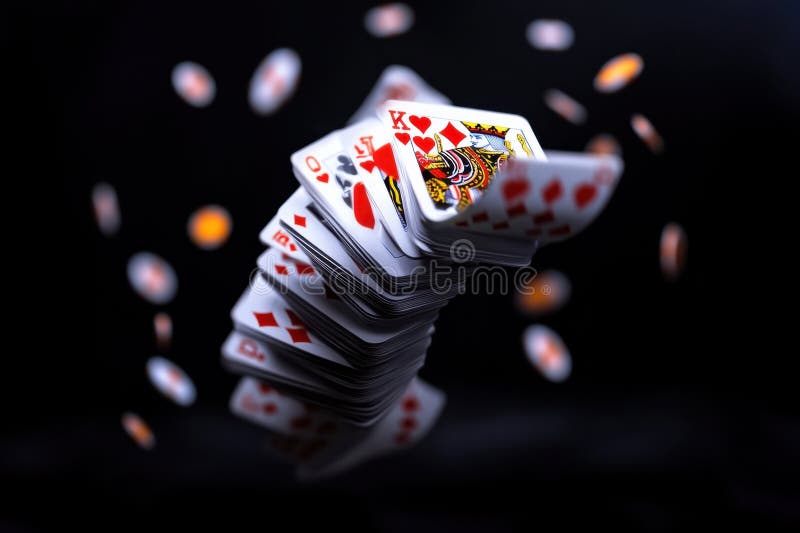 A Deck of Cards is Falling through the Air with the King of Hearts on ...