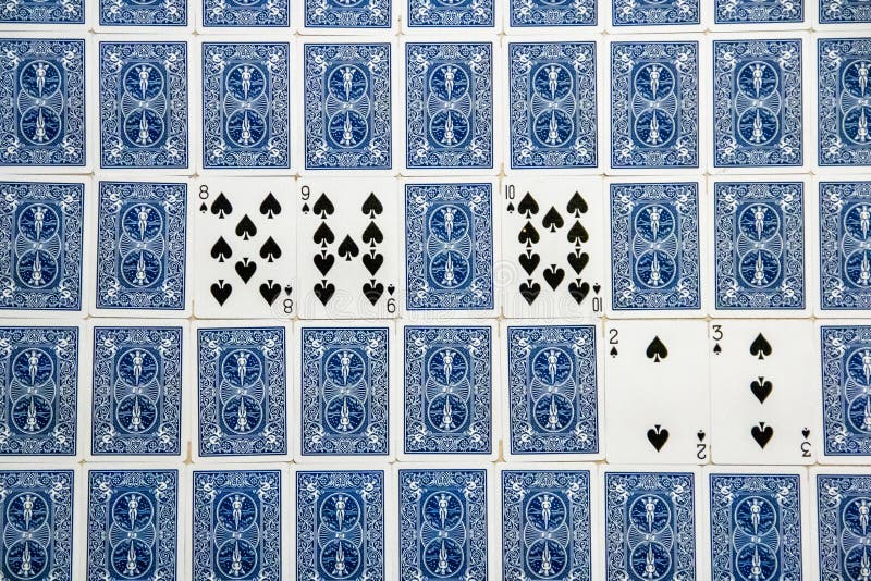 Deck of Cards Lines Up on a Table Stock Photo - Image of tile, mosaic ...