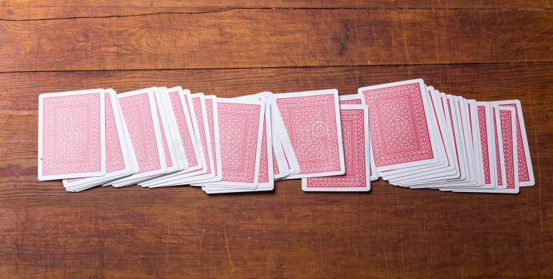 Deck of Cards on Wooden Table Stock Image - Image of clubs, passion ...