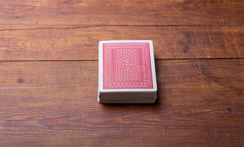 Deck of Cards on Wooden Table Stock Image - Image of patience, luck ...